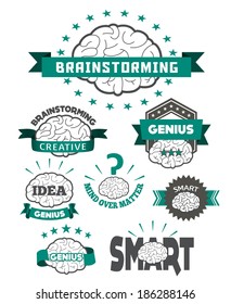 Brain Icon Designs Badges Stock Vector (Royalty Free) 186288146 ...