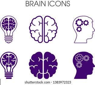 Brain Icon Set Lamp Brains Head Stock Vector (Royalty Free) 1383972323 ...