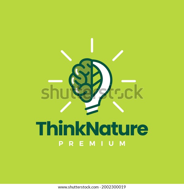 Brain Leaf Bulb Think Nature Idea Stock Vector (Royalty Free ...