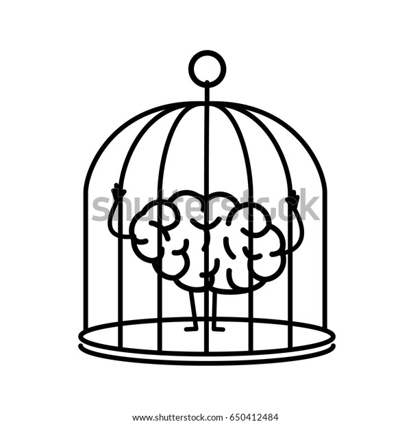 Brain Locked Cage Vector Concept Illustration Stock Vector (Royalty ...