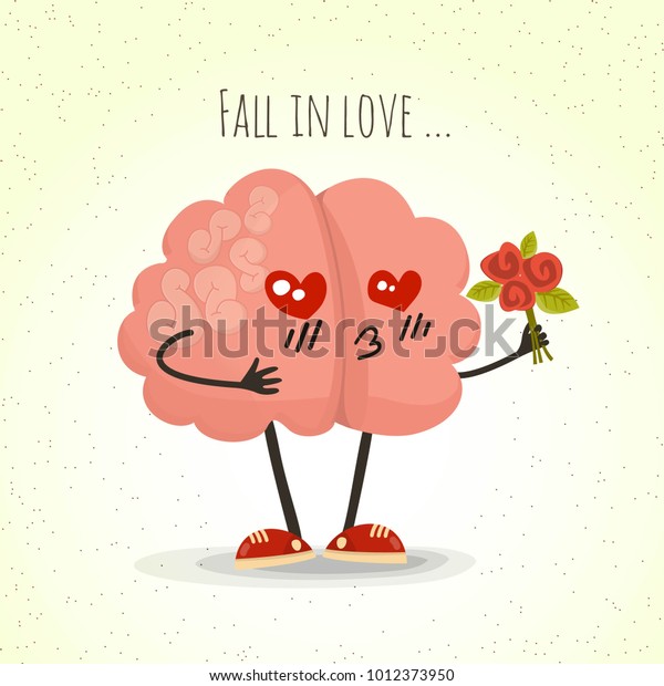 Brain Love Vector Cartoon Character Love Stock Vector (Royalty Free ...