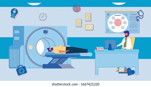 Brain Magnetic Resonance Imaging Procedure Doctor Stock Vector (Royalty ...
