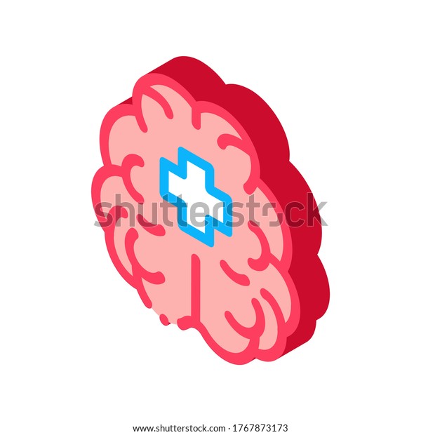 Brain Medical Cross Icon Vector Isometric Stock Vector (Royalty Free ...