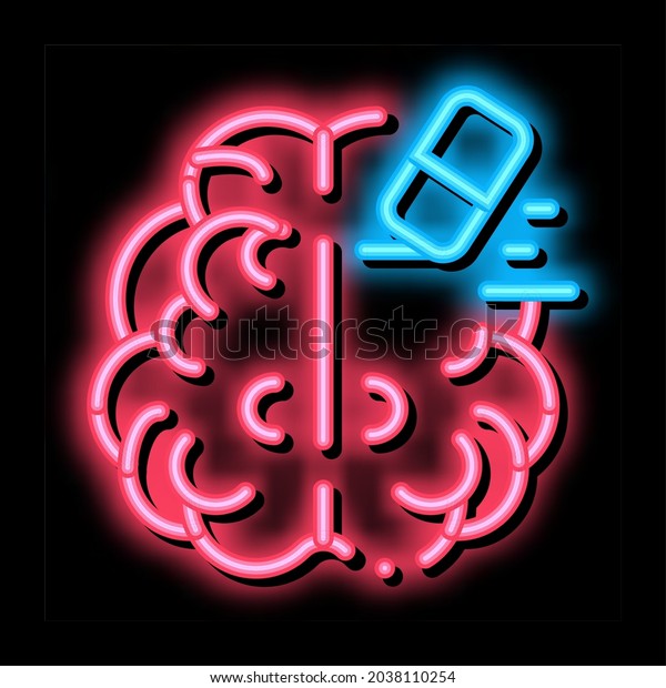 Brain Mind Erase Eraser Neon Light Stock Vector (Royalty Free ...