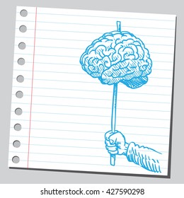 Vektor Stok Vector Illustration Cartoon Human Brain Character (Tanpa ...