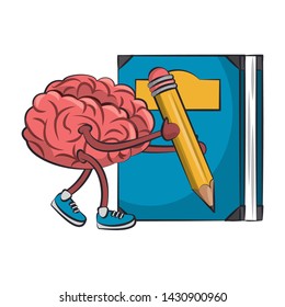 Brain Pencil Book Cartoons Vector Illustration Stock Vector (Royalty ...