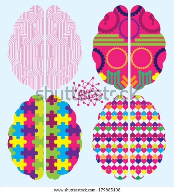 Brain Power Vector Icons Infrastructure Cogs: vector de stock (libre de ...