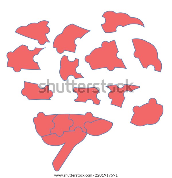 Brain Puzzle Pieces On White Background Stock Vector (Royalty Free ...
