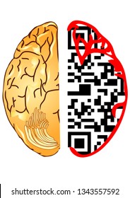 Brain Qr Code Silhouette Human Head Stock Vector (Royalty Free) 1343557592