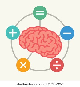 Brain Studying Mathematics Mathematical Symbol Icon Stock Vector ...