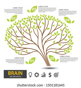 Brain Tree Design Infographic Template Presentation Stock Vector ...