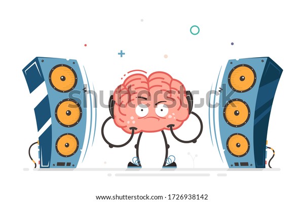 Brain Vector Character Listening Loud Music Stock Vector (Royalty Free ...