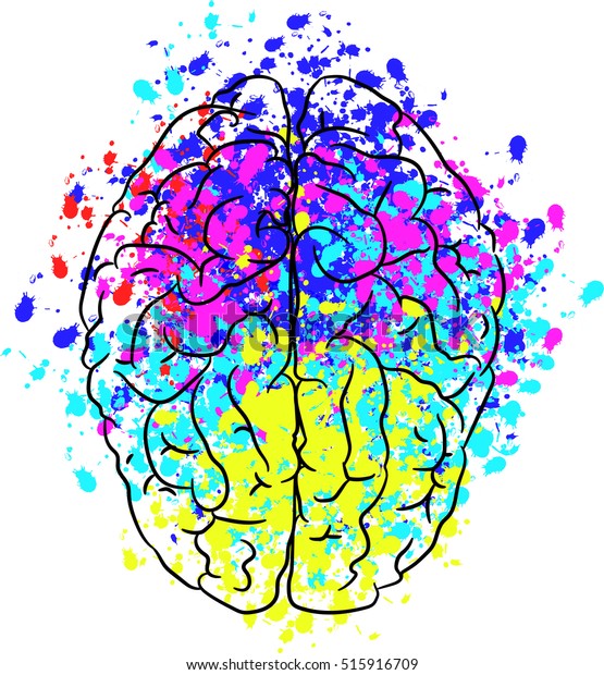 Brain Vector Illustration Black Contour Bright Stock Vector (Royalty ...