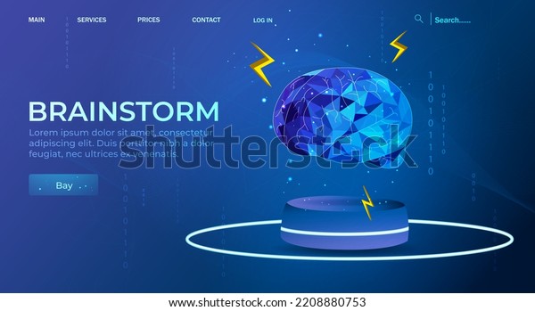 Brainstorm Banner Brain Strains Lightning Rays Stock Vector (Royalty ...