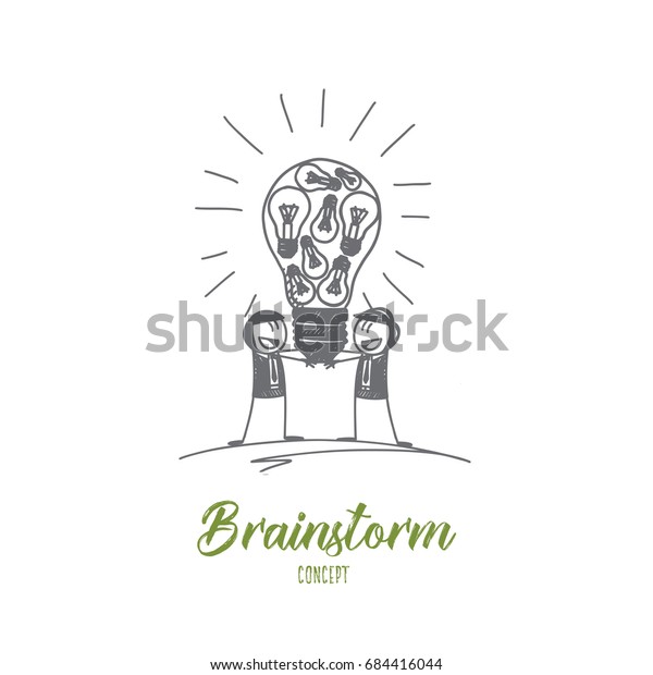 Brainstorm Concept Hand Drawn Brainstorming Process Stock Vector ...