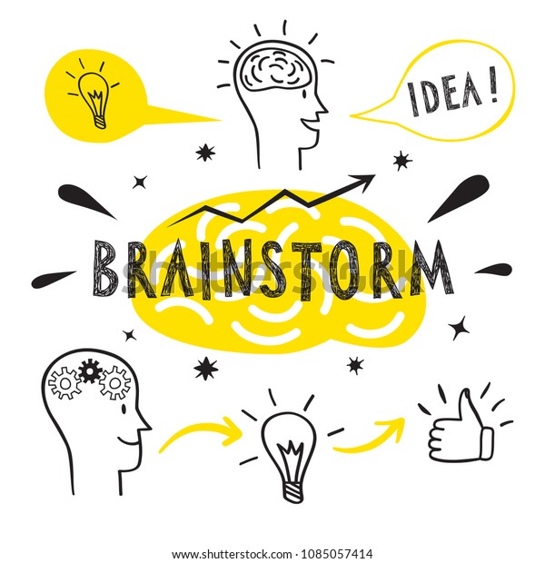 Brainstorm Doodle Elements Cartoon Illustration Your Stock Vector ...