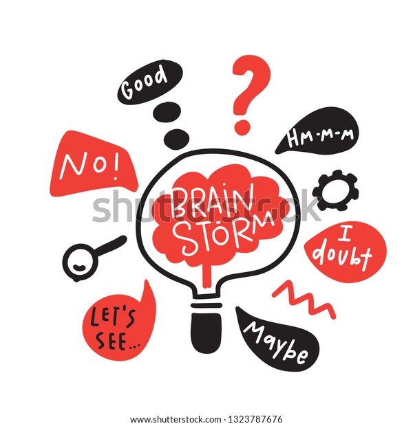 Brainstorm Funny Hand Drawn Illustration Brainstorming Stock Vector ...