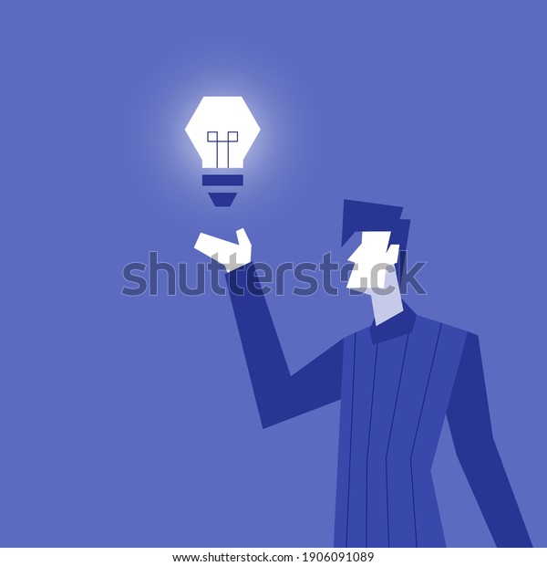 Brainstorming Character Illustration Looking Idea Stock Vector (Royalty ...