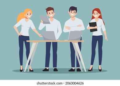 Brainstorming Teamwork Character Flat Cartoon Illustration Stock Vector ...