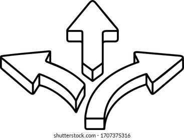Branching Arrow Vector Outline Icon Stock Vector (Royalty Free ...