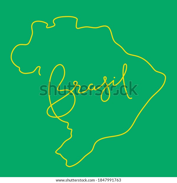 Brasil Map Lines Green Background Stock Vector (Royalty Free) 1847991763