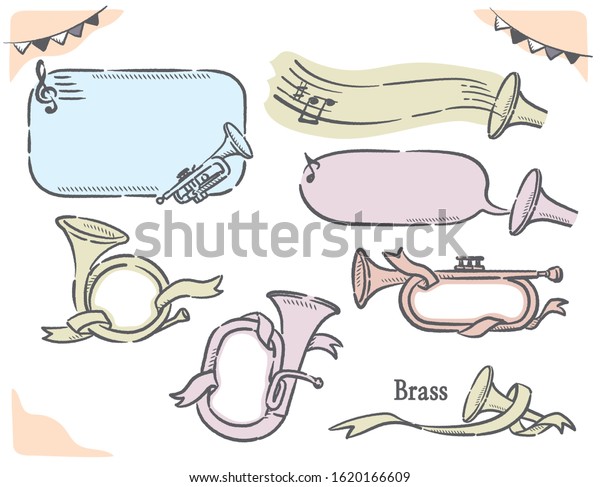 Brass Music Themed Labels Frames Vector Stock Vector (Royalty Free ...