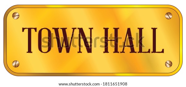 Brass Plaque Text Town Hall Stock Vector (Royalty Free) 1811651908 ...
