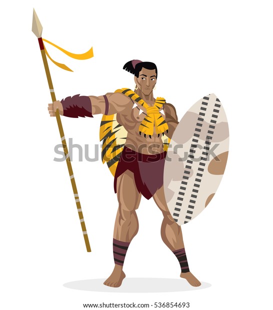 Brave African Warrior Spear Shield Stock Vector (Royalty Free ...