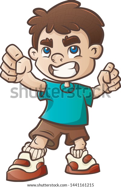 Brave Boy Fighting Pose Stock Vector (Royalty Free) 1441161215 ...