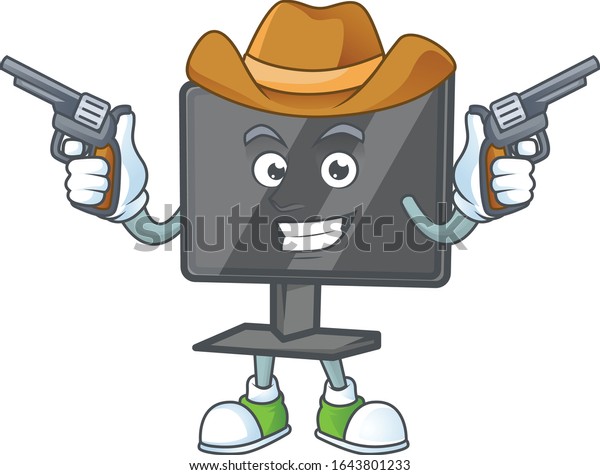 Brave Computer Screen Cowboy Cartoon Character Stock Vector (Royalty ...