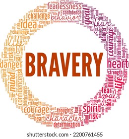 Bravery Word Cloud Conceptual Design Isolated Stock Vector (Royalty ...