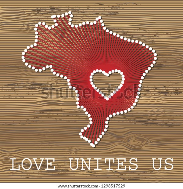 Brazil Art Vector Map Heart String Stock Vector (Royalty Free ...