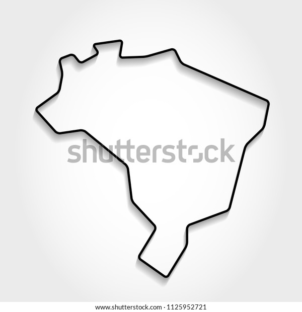 Brazil Black Outline Map Shadow Concept Stock Vector (Royalty Free ...