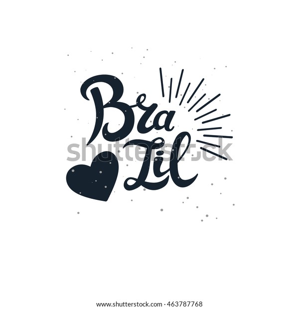 Brazil Brush Lettering Heart Vector Illustration Stock Vector (Royalty ...
