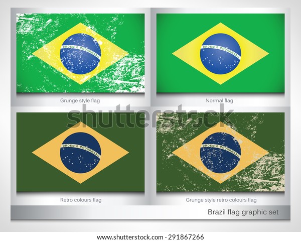 Brazil Flag Graphic Set Grunge Effect Stock Vector (Royalty Free ...