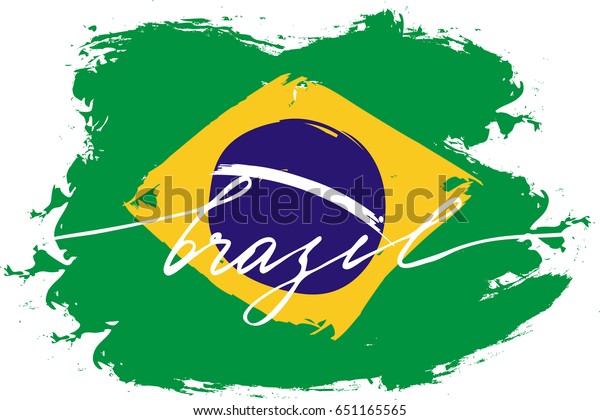 Brazil Flag Handwriting Text Grunge Flag: vetor stock (livre de ...