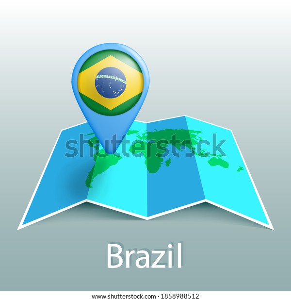 Brazil Flag World Map Pin Name Stock Vector (Royalty Free) 1858988512 ...