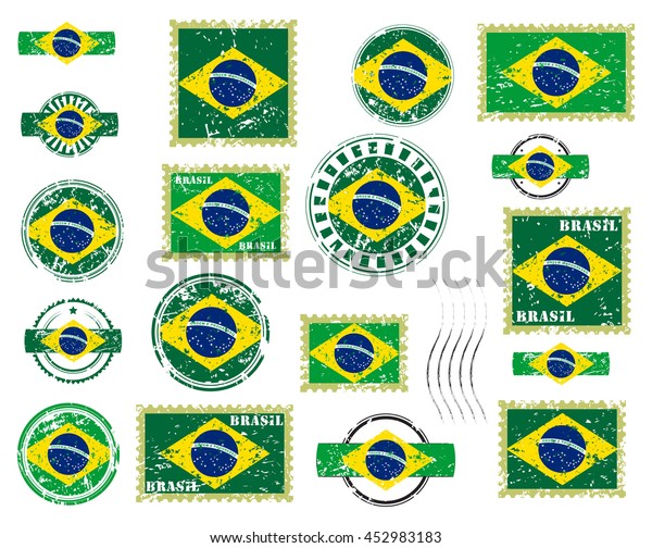 Brazil Grunge Postal Stamps Postmarks Set Stock Vector (Royalty Free ...