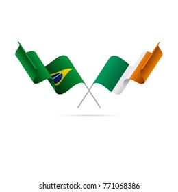 Brazil Ireland Flags Crossed Vector Illustration Stock Vector (Royalty ...