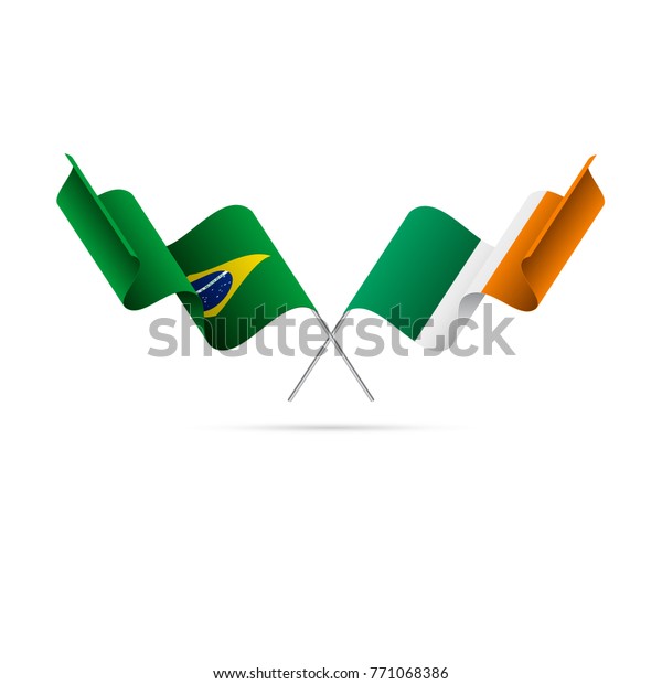 Brazil Ireland Flags Crossed Vector Illustration Stock Vector (Royalty ...
