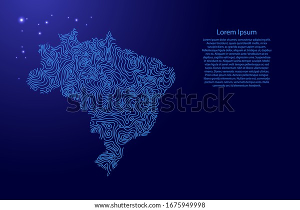 Brazil Map Blue Isolines Level Line Stock Vector (Royalty Free ...