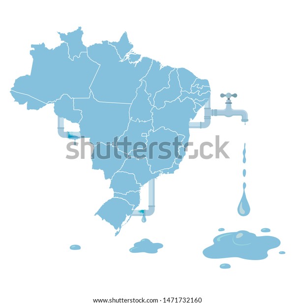 Brazil Map Blue Water Pipeline Tap Stock Vector (Royalty Free ...