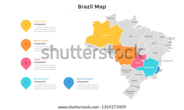 Mapa del Brasil dividido en provincias o regiones con fronteras ...
