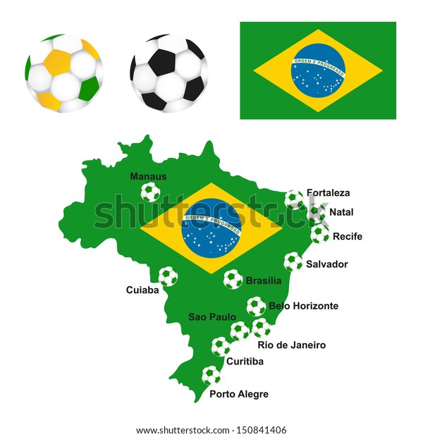 Brazil Map Flag Soccer Field: เวกเตอร์สต็อก (ปลอดค่าลิขสิทธิ์ ...