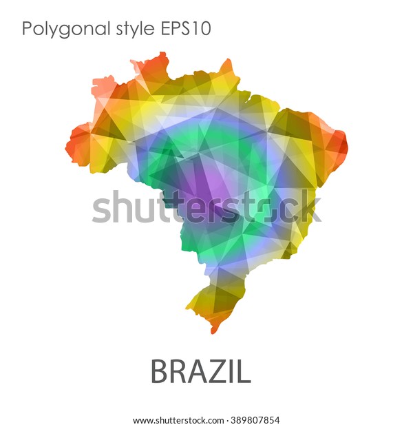 Brazil Map Multicolor Geometric Polygonal Design Stock Vector (Royalty ...