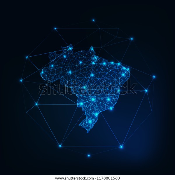 Brazil Map Outline Stars Lines Abstract Stock Vector (Royalty Free ...