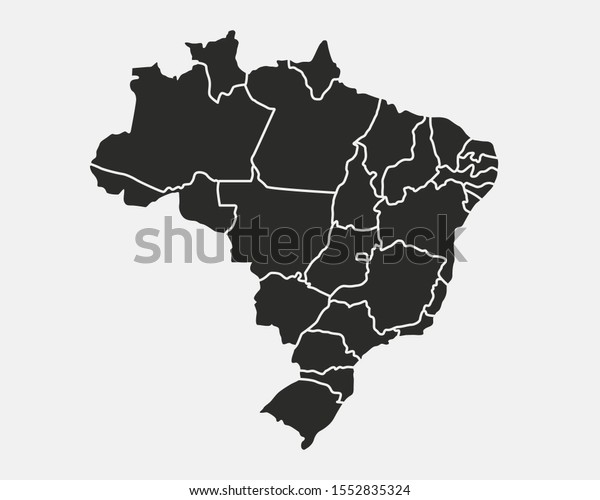Mapa de Brasil con regiones y estados aislados de fondo blanco. Mapa de ...