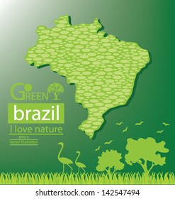 Brazil Map Save World Green Concept Stock Vector (Royalty Free ...