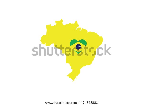 Brazil Outline Map Country Shape Heart Stock Vector (Royalty Free ...