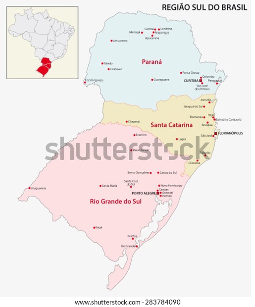 Brazil South Region Map Stock Vector (Royalty Free) 283784090 ...
